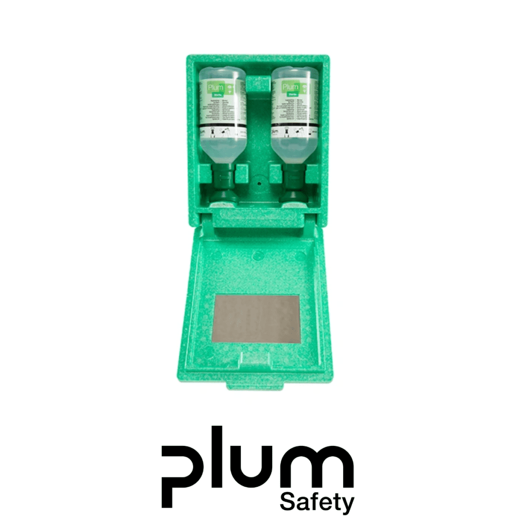 Plum Eyewash Box with 2x500 ml Bottles – Wall-Mounted Station